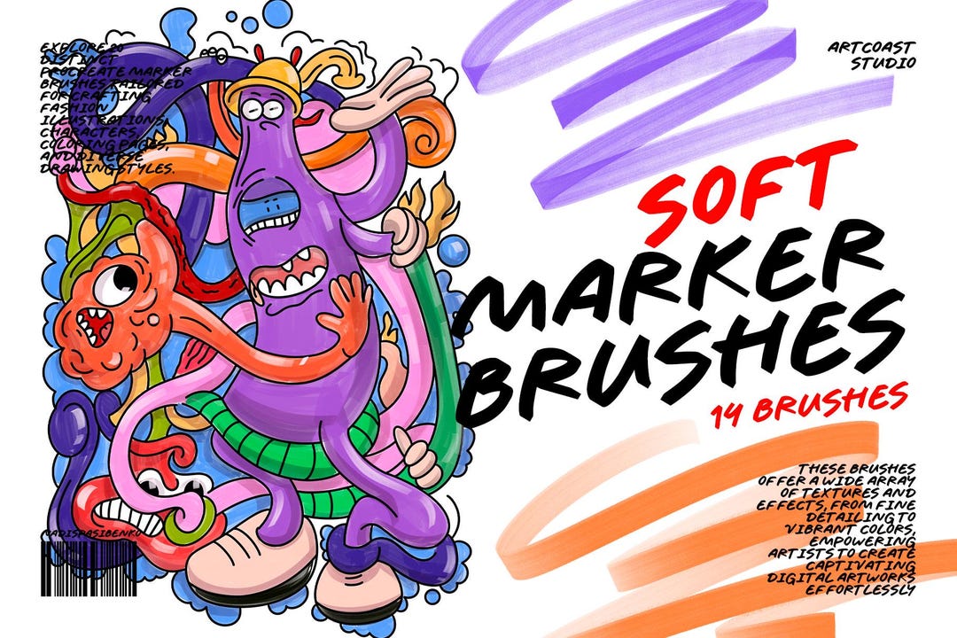 Procreate Marker Brushes | Digital Brush Pack for Procreate | Sketch ...