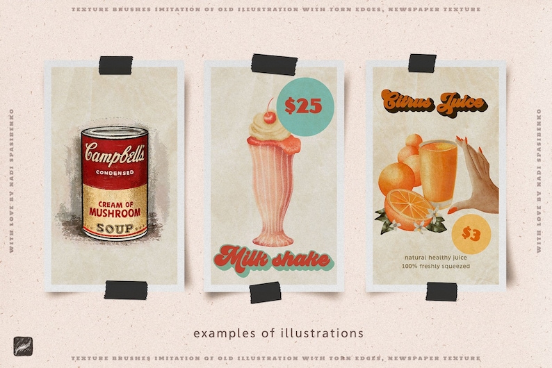 70s Cafe Procreate Texture Brushes Retro Brushset Procreate - Etsy