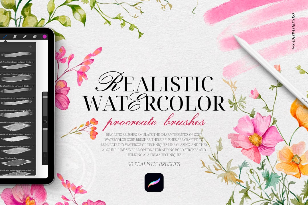 Realistic Watercolor Procreate Brushes - Painting Kit for Procreate ...
