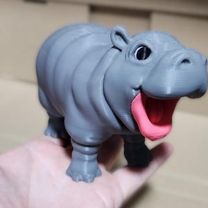 Large Moo Deng Hippo Bouncy Pork Pygmy Statue Hippopotamus Figurine ...