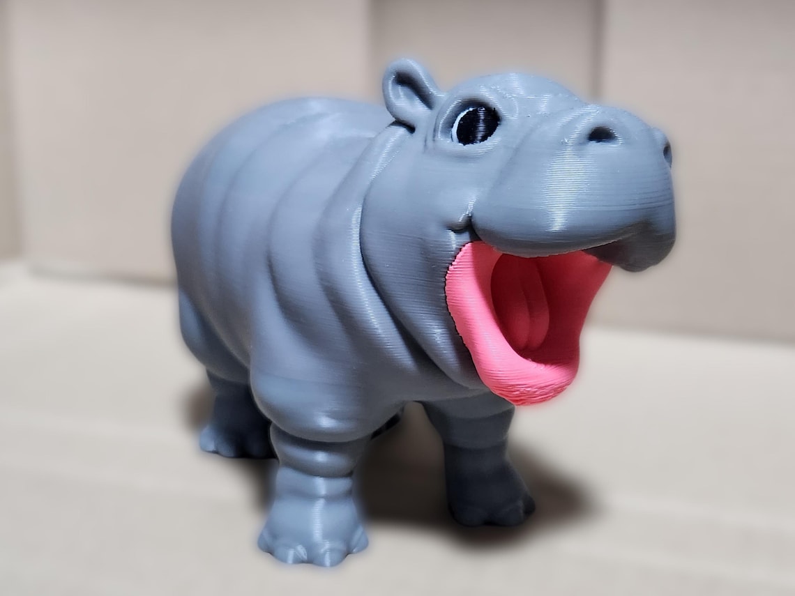 Large Moo Deng Hippo Bouncy Pork Pygmy Statue Hippopotamus Figurine ...