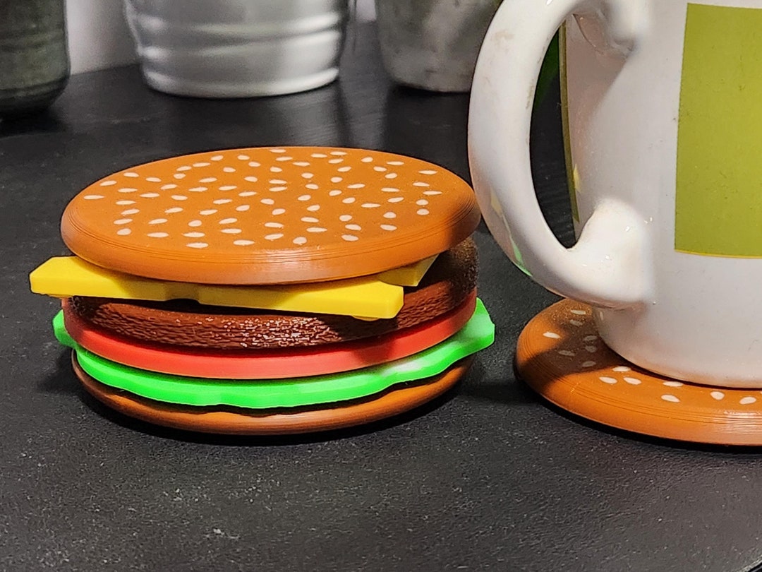 Stackable Burger Coasters 6X Novelty Food Inspired Coaster for Foodies ...