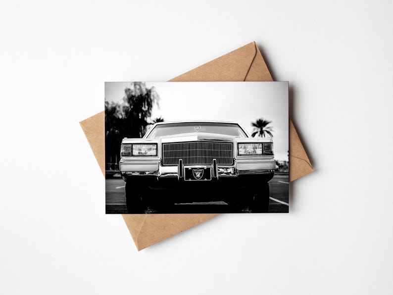 Raiders Cadillac Lowrider Greeting Card Blank Inside Frameable 5x7 ...
