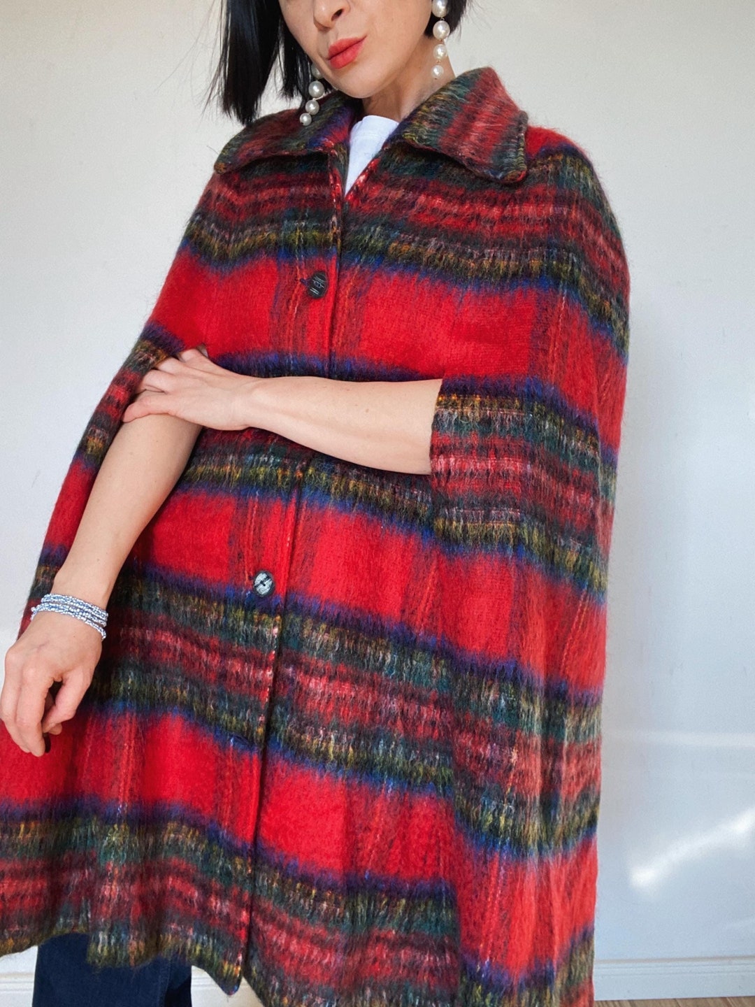 Vintage Mohair Cape | 80s Wool Coat | Wool Jacket | Unique ...