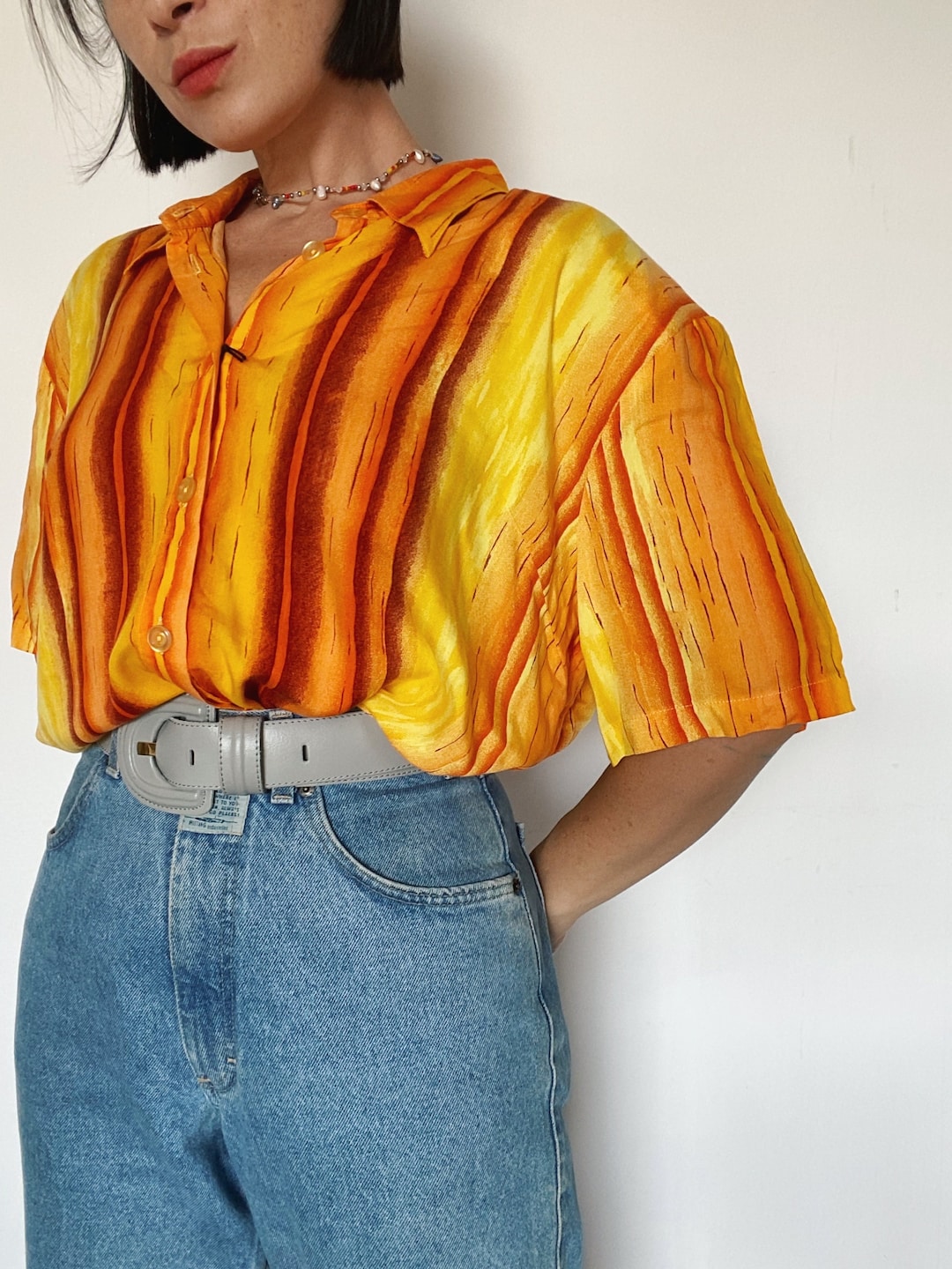 Vintage Bluse| 90s 80s| romantische Bluse| nachhaltige Mode | Unikat| Deadstock Bluse ...