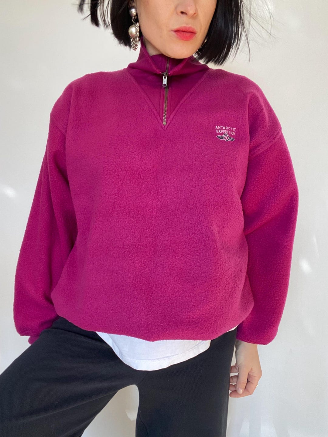 Vintage Fleece Pullover With Zip 90s 80s | Polyester | Unique Item ...