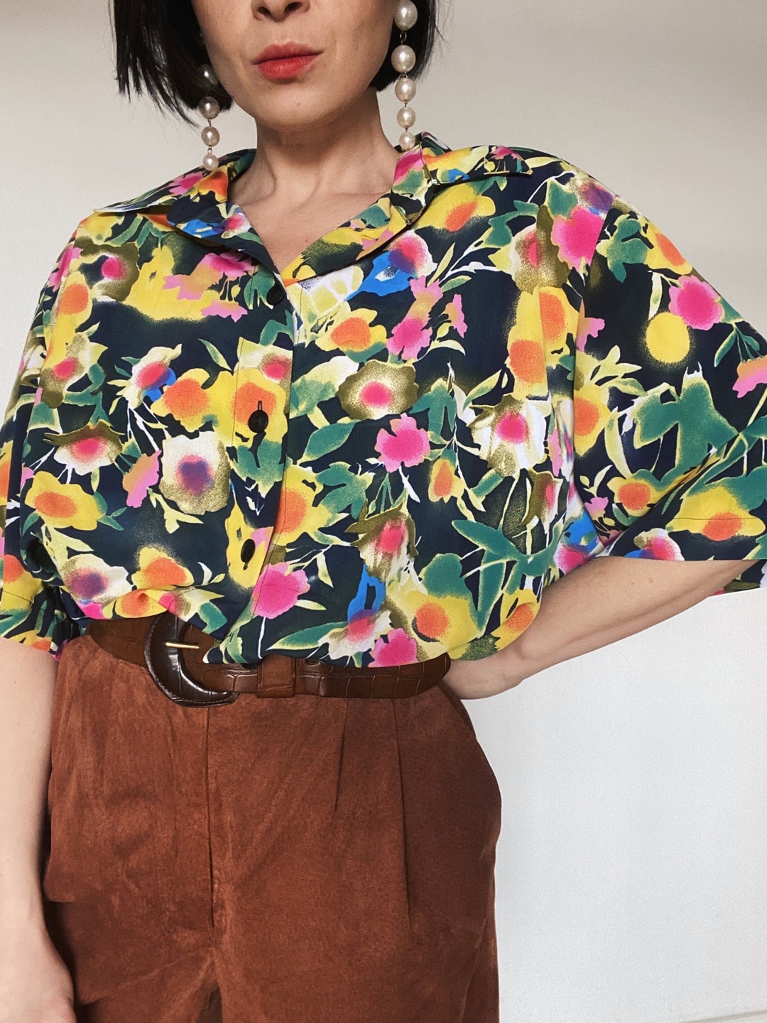 Vintage Blouse Shirt Summer Blouse Unique Sustainable Fashion 100% ...