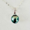 Blue Japanese Pearl Necklace/akoya Pearl Necklace in Silver/blue Pearl ...