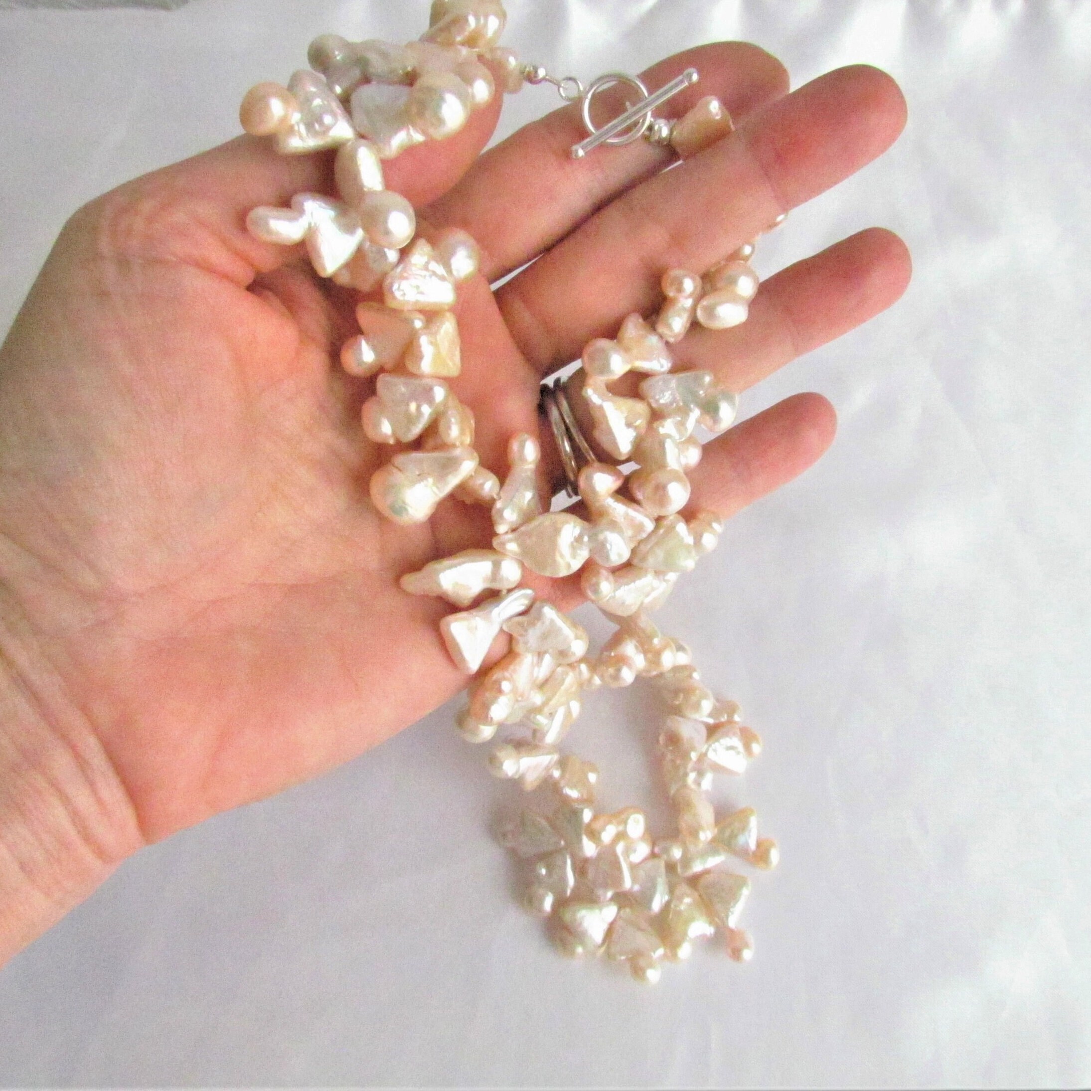 Collier de grosses perles d'eau douce/Collier de vraies perles d'eau ...