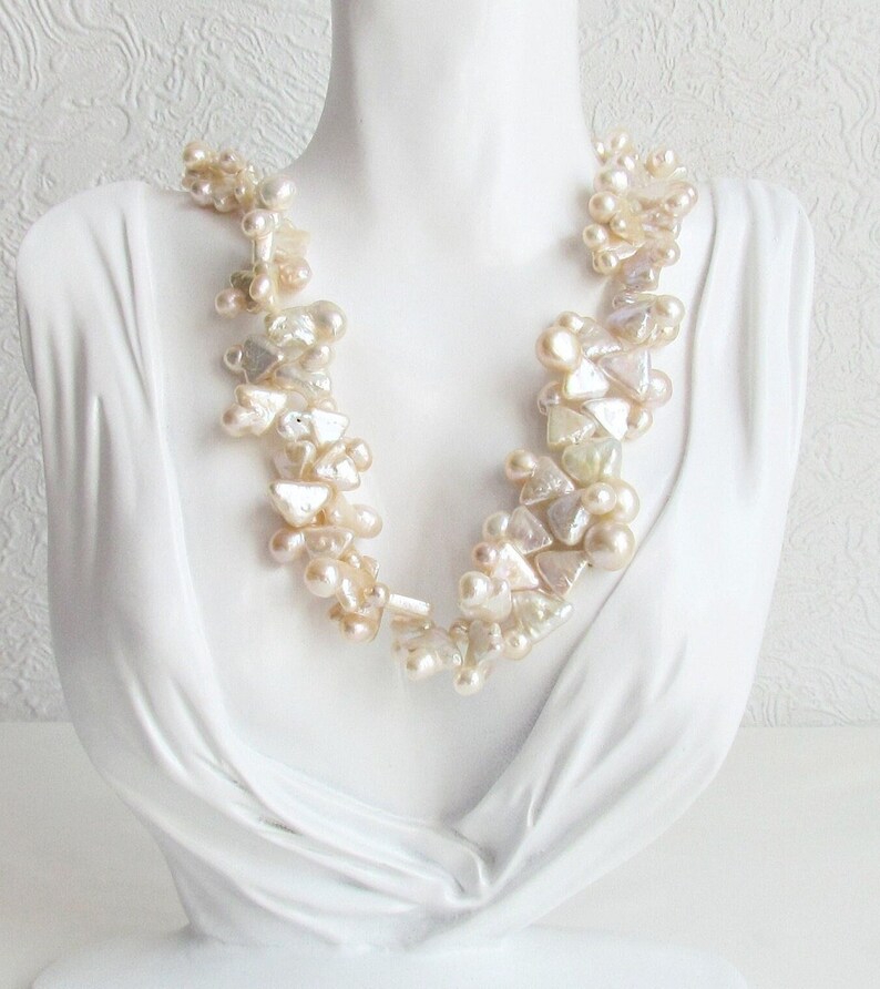 Collier de grosses perles d'eau douce/Collier de vraies perles d'eau ...