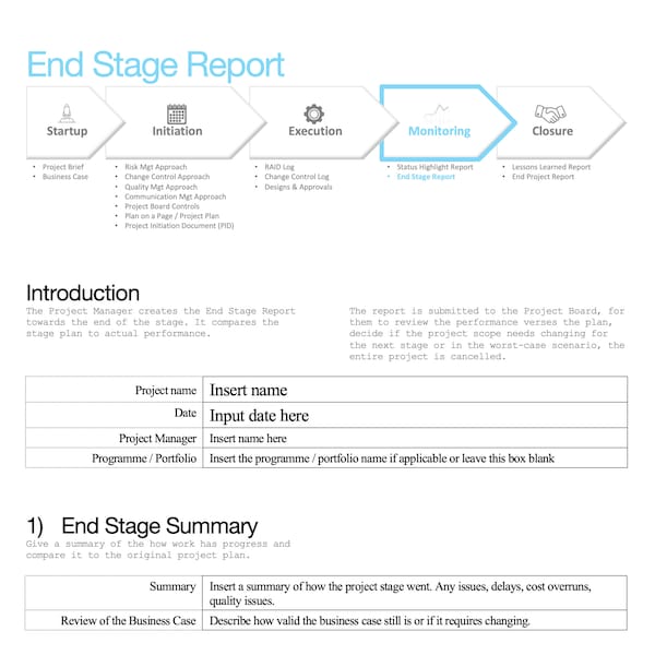 End Stage Report Template - Etsy