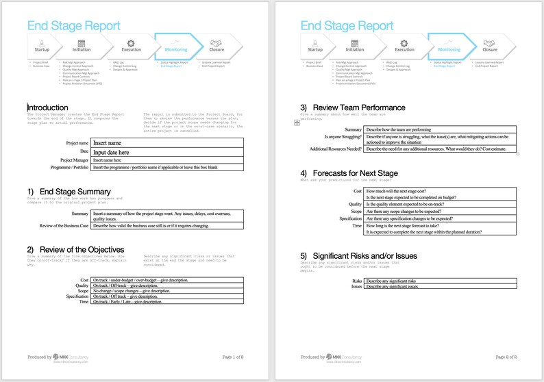 Project Management Doc 14/16 End Stage Report word DOC - Etsy Australia