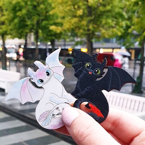 Toothless Wood Pin How to Train Your Dragon Wooden Brooch Night Fury ...