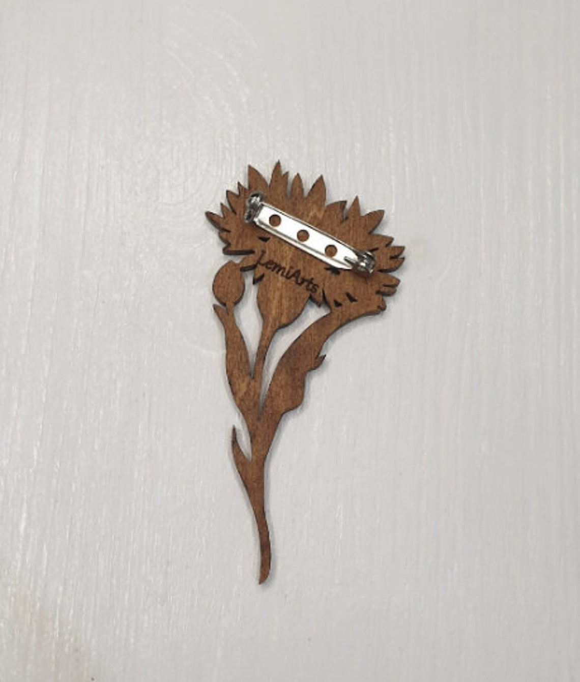 Cornflower Pin Wood Pin Flower Badge Hand Painted Summer Pin - Etsy