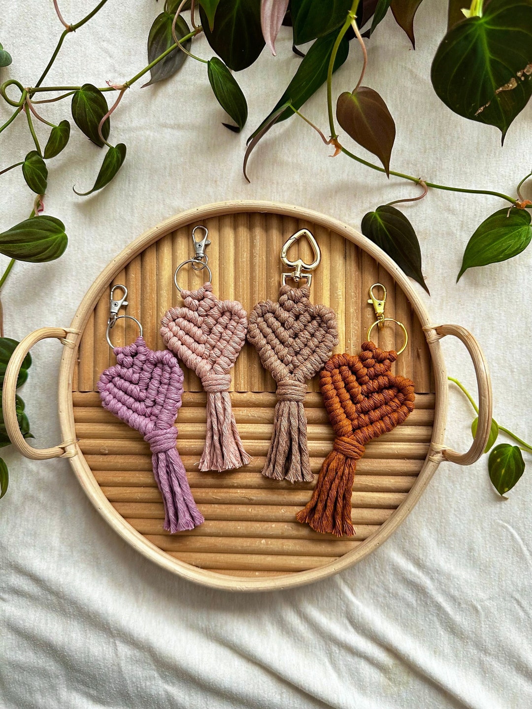 Macrame Keychain Heart Keychain Macrame Heart Keychain Heart Gift for ...