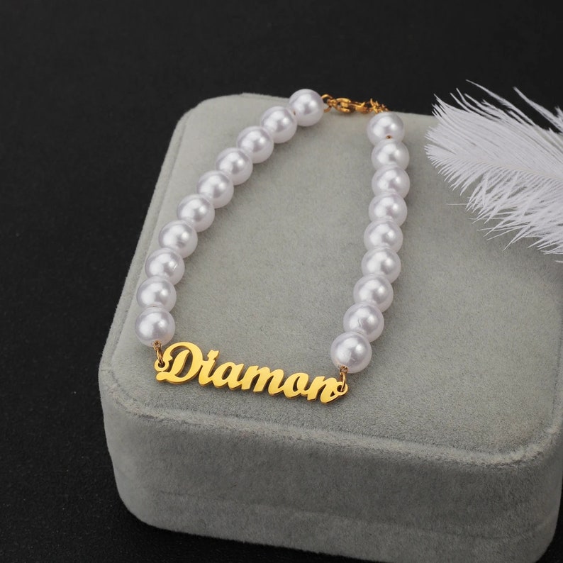 Personalized Name Custom Letter Bracelet for Women Beads - Etsy