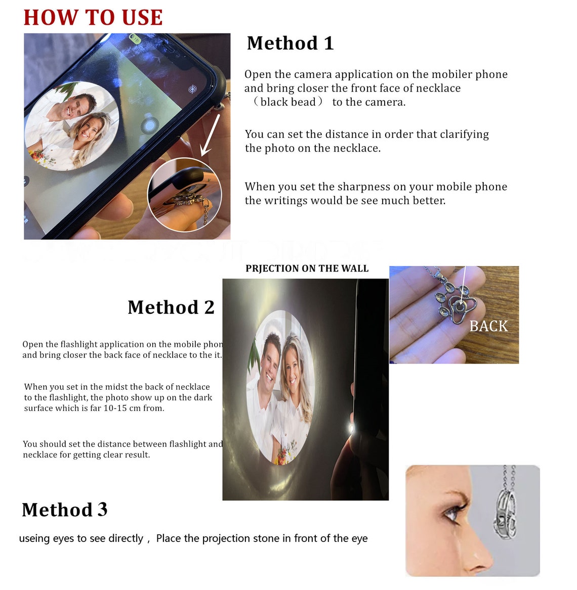 Personalized Projection Necklace Custom Name Custom Picture - Etsy