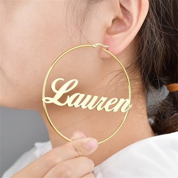 Name Hoop Earrings - Etsy