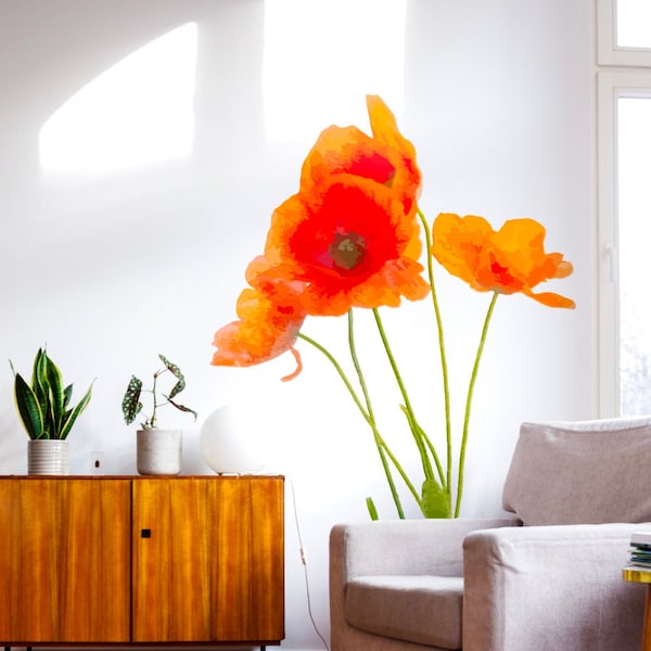 Poppy Flower Vinyl Wall Decals - Etsy