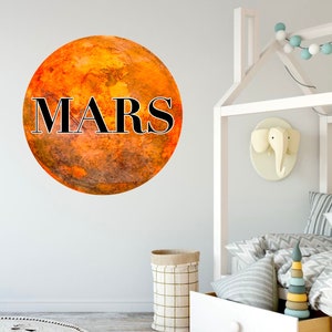 Watercolor Mars Wall Decal, Planet Large Vinyl Sticker, Kids Room Mural ...