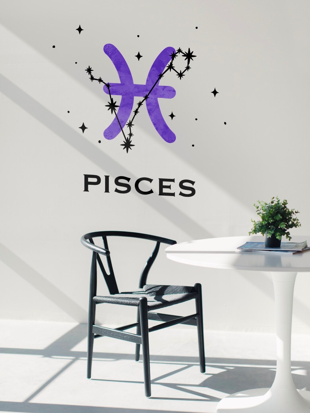 Pisces Constellation Wall Decal, Zodiac Sign Large Vinyl Sticker, Mural ...