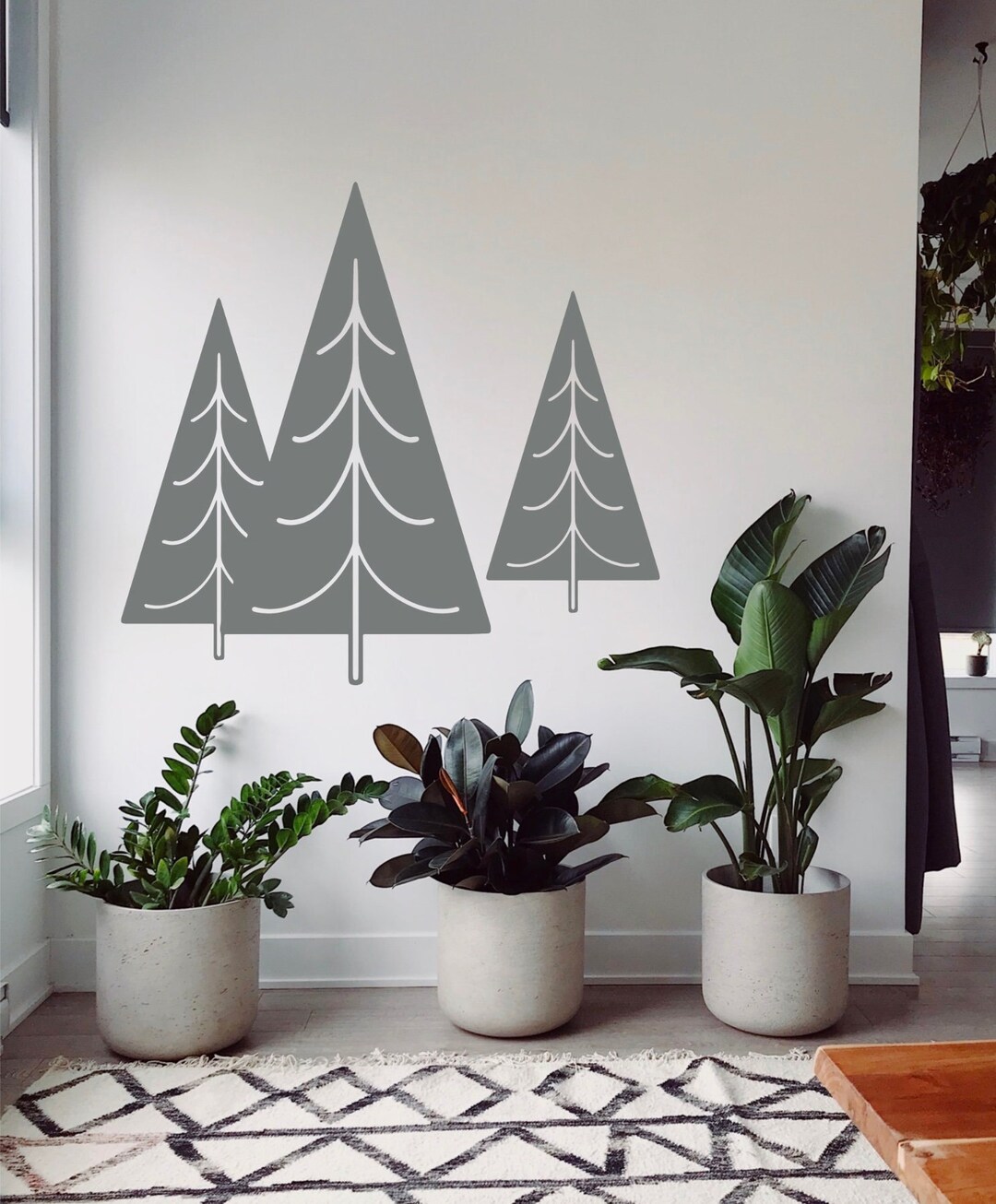 Forest Trees Wall Decal, Nature Large Vinyl Sticker, Boho Mural Art ...