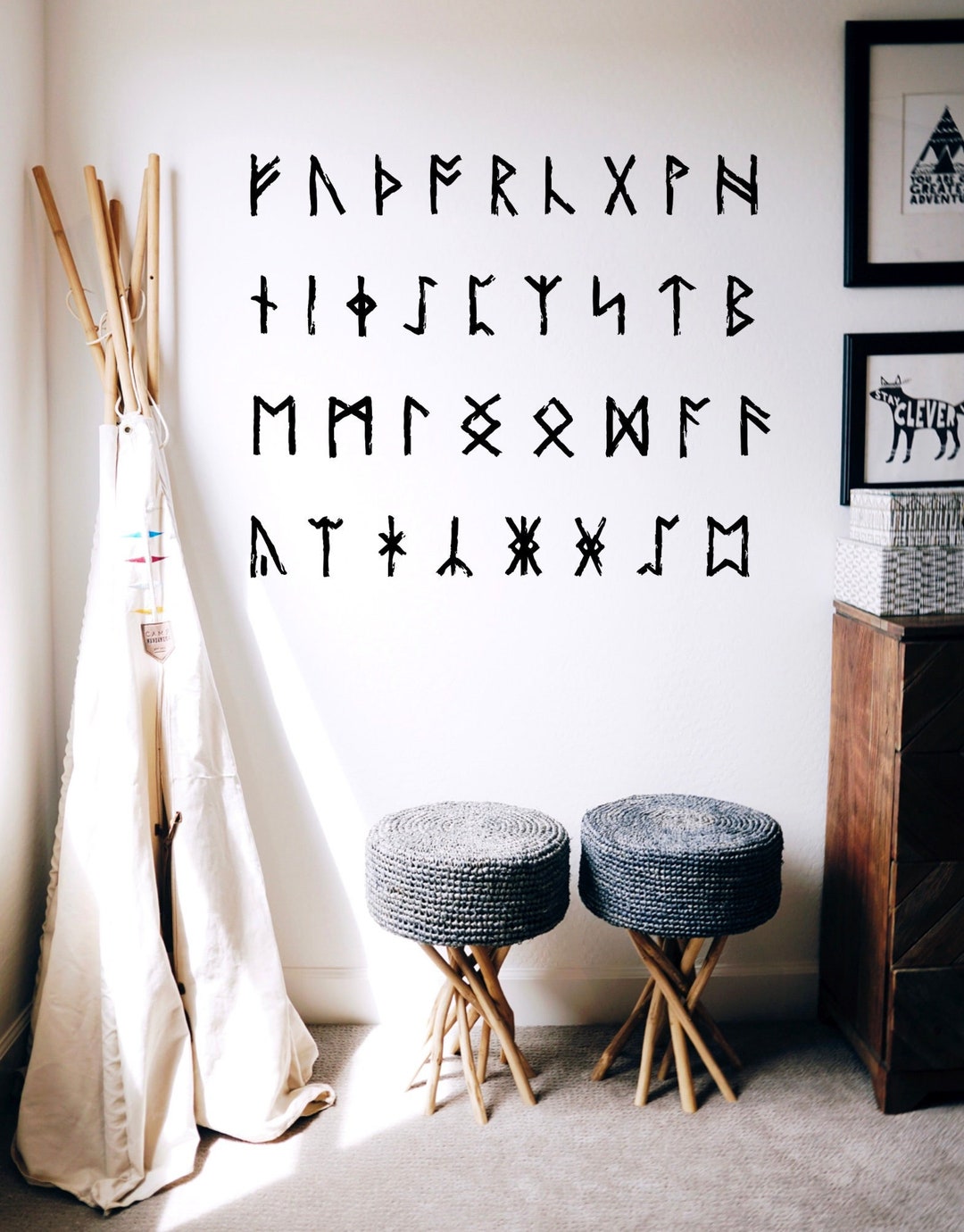 Norse Runes Wall Decal, Scandinavian Mythology Large Vinyl Sticker ...