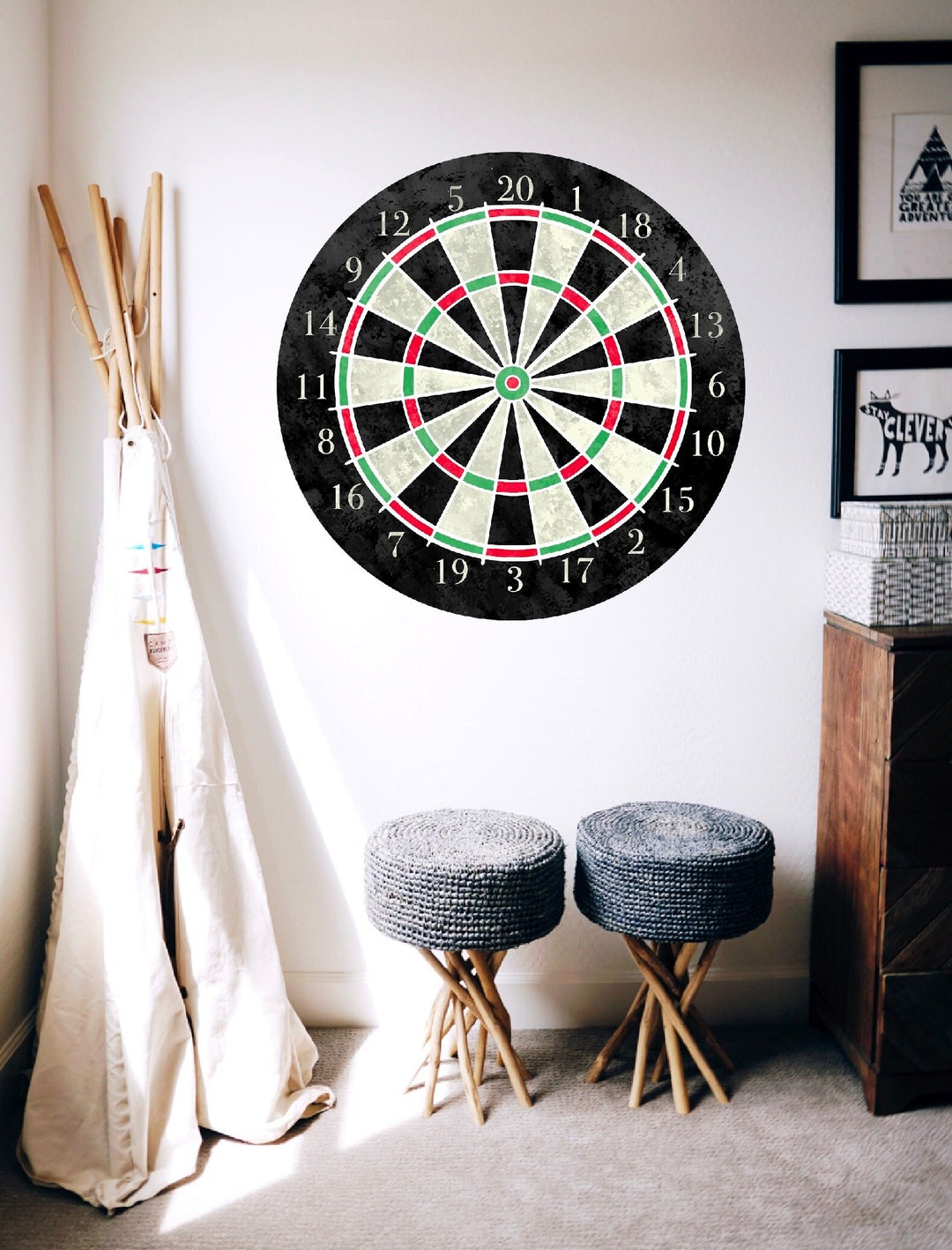Darts Board Wall Decal, Game Large Vinyl Sticker, Sport Mural Art ...