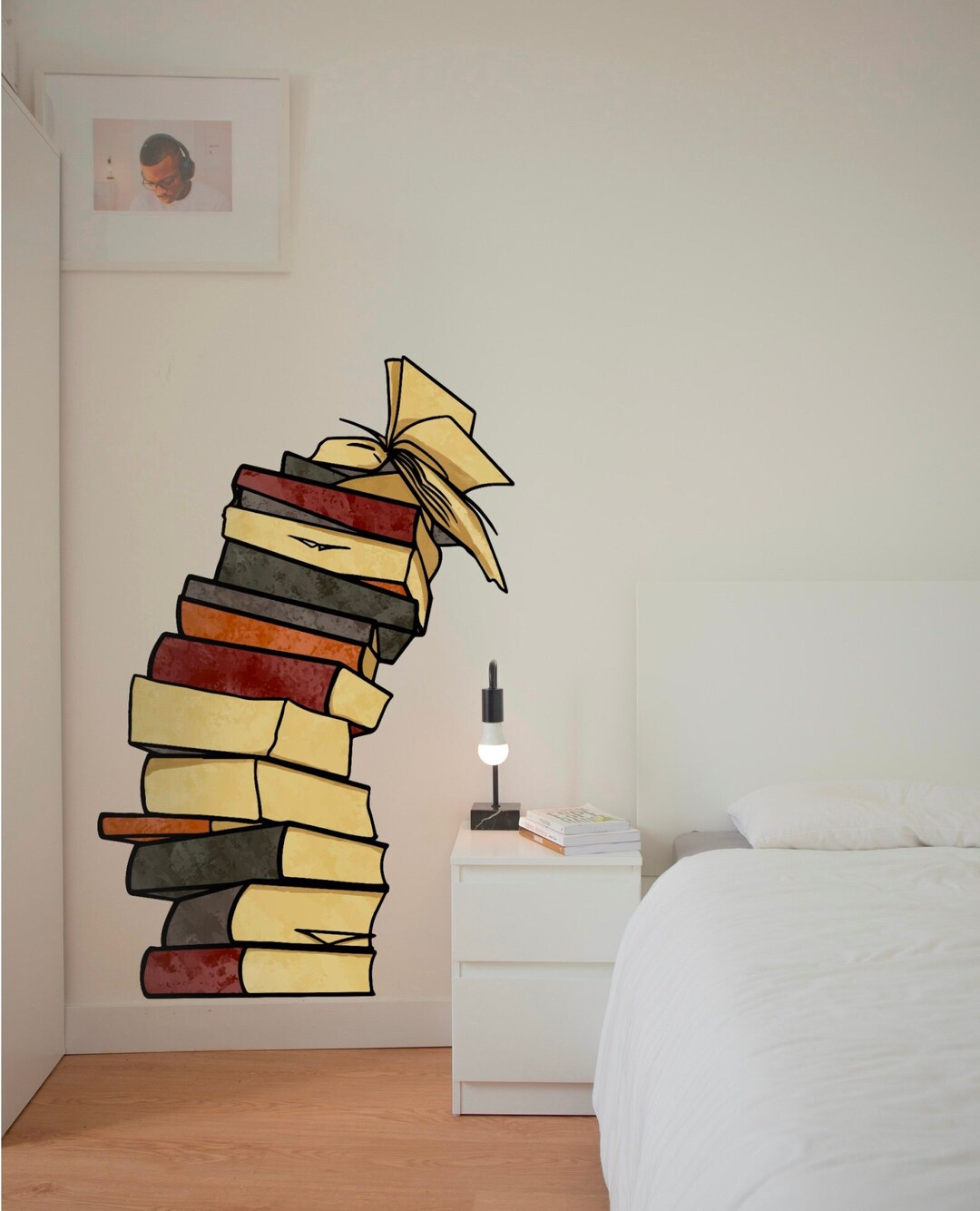 Stack of Books Wall Decal, Reading Large Vinyl Sticker, Book Lover ...