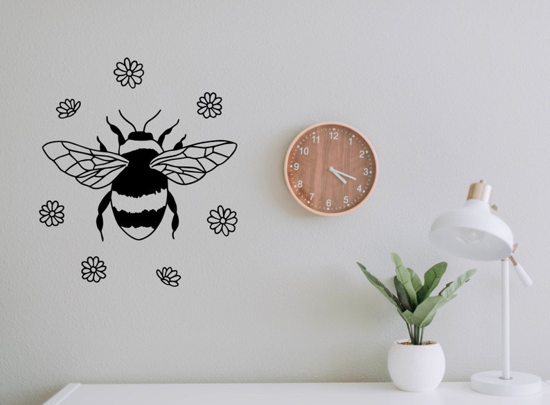 Bee Wall Decal Bumblebee Large Vinyl Sticker Flower Modern - Etsy