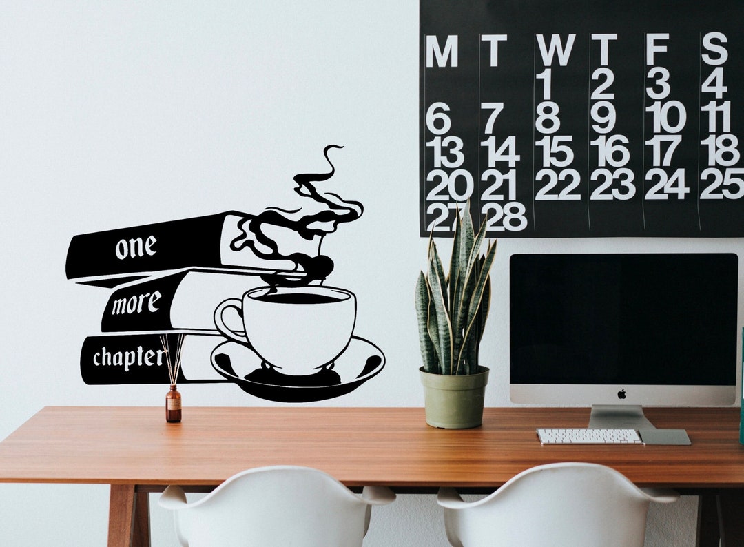 One More Chapter Wall Decal, Stack of Books Large Vinyl Sticker, Book ...