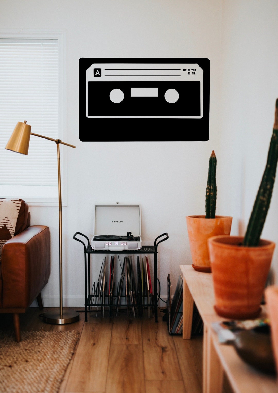 Cassette Wall Decal, Music Large Vinyl Sticker, Retro Modern Mural Art ...