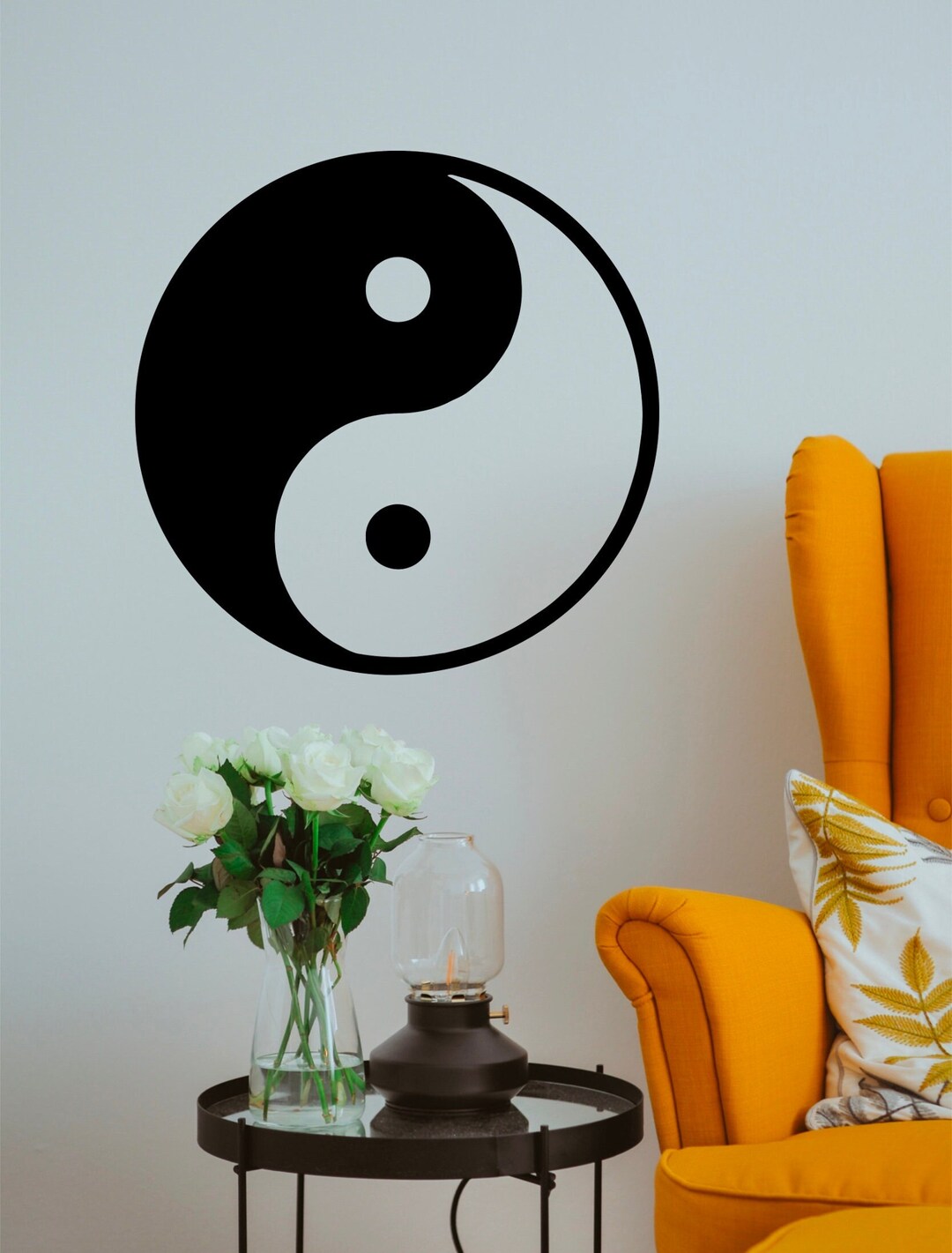 Yin Yang Wall Decal, Symbol Large Vinyl Sticker, Asian Modern Mural Art ...
