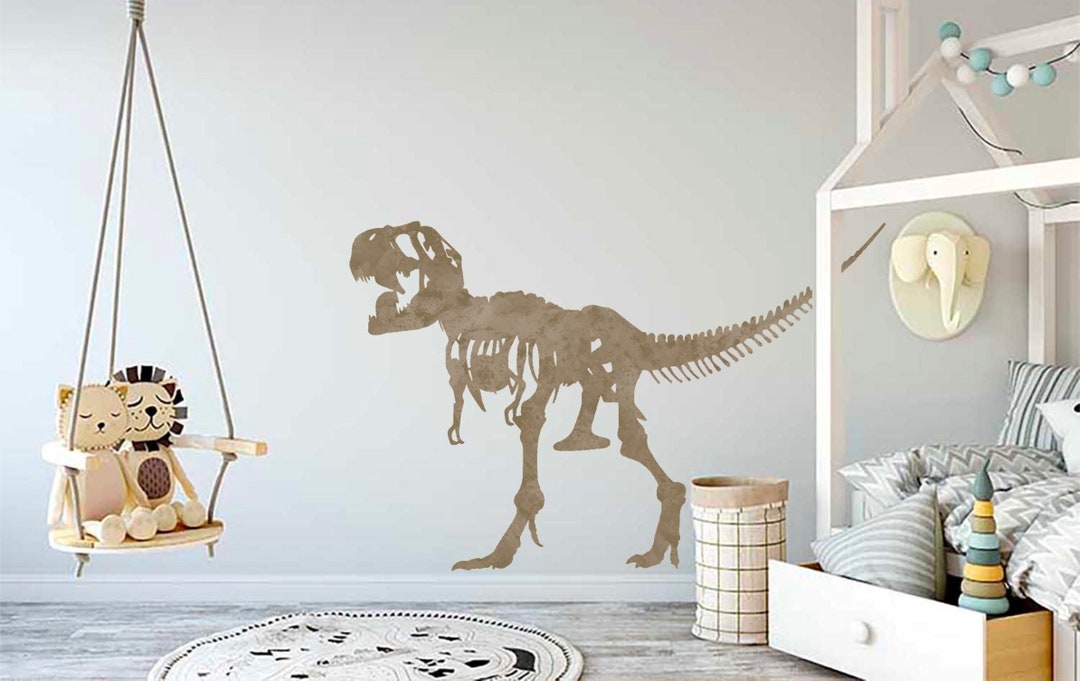Dinosaur Skeleton Wall Decal, Dino Large Vinyl Sticker, Mural Art ...