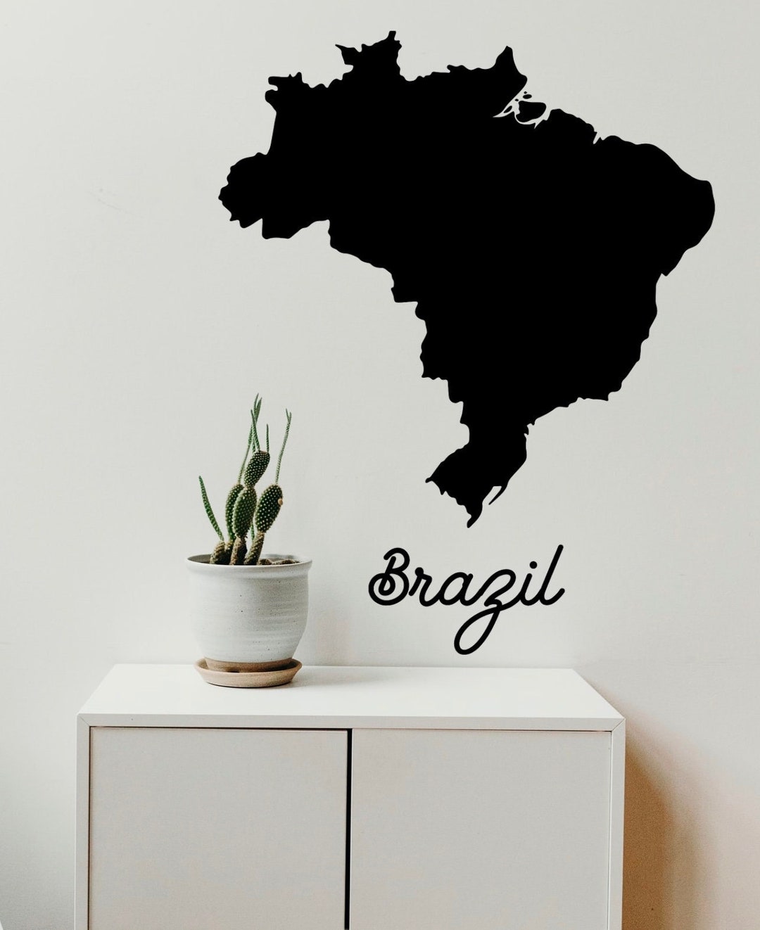 Brazil Map Wall Decal, Country Large Vinyl Sticker, Modern Mural Art ...