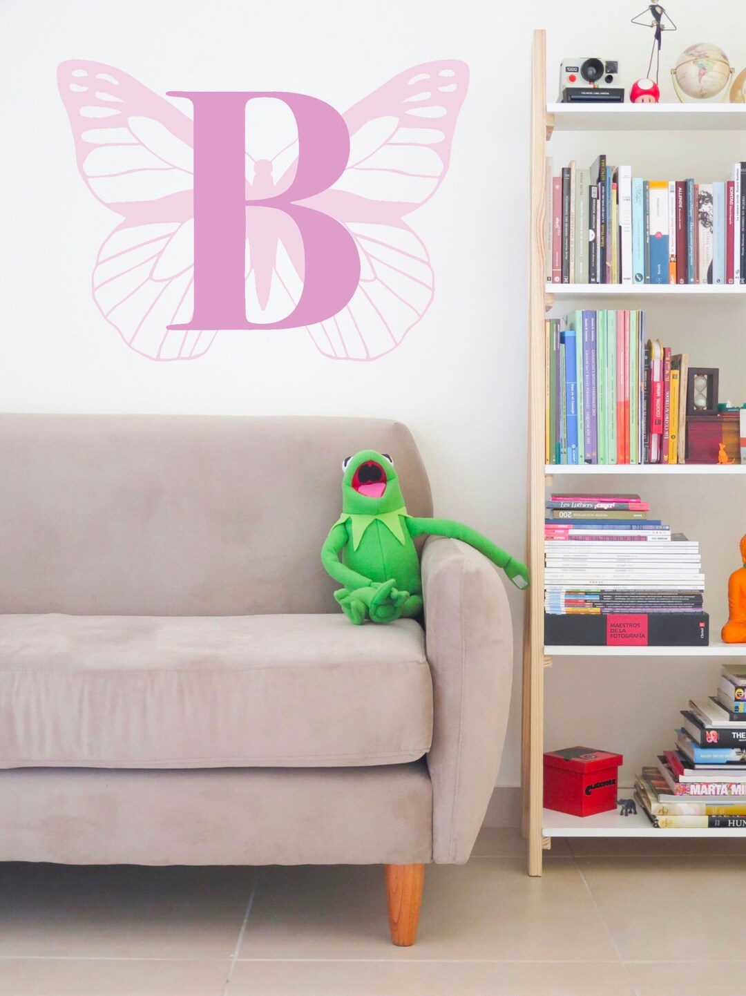 Letter B Wall Decal, Kids Room Name Large Vinyl Sticker, Butterfly ...