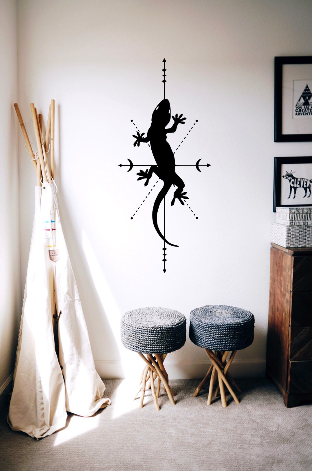 Lizard Wall Decal, Witchy Large Vinyl Sticker, Animal Modern Mural Art ...