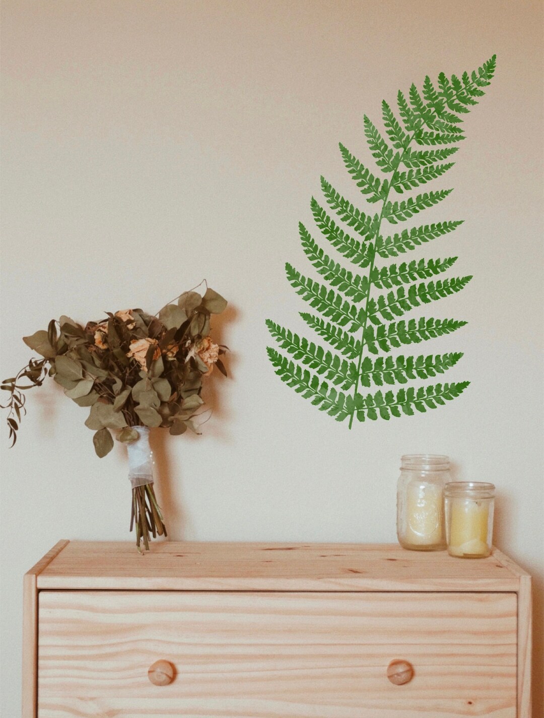 Fern Wall Decal, Farmhouse Large Vinyl Sticker, Leaves Mural Art ...