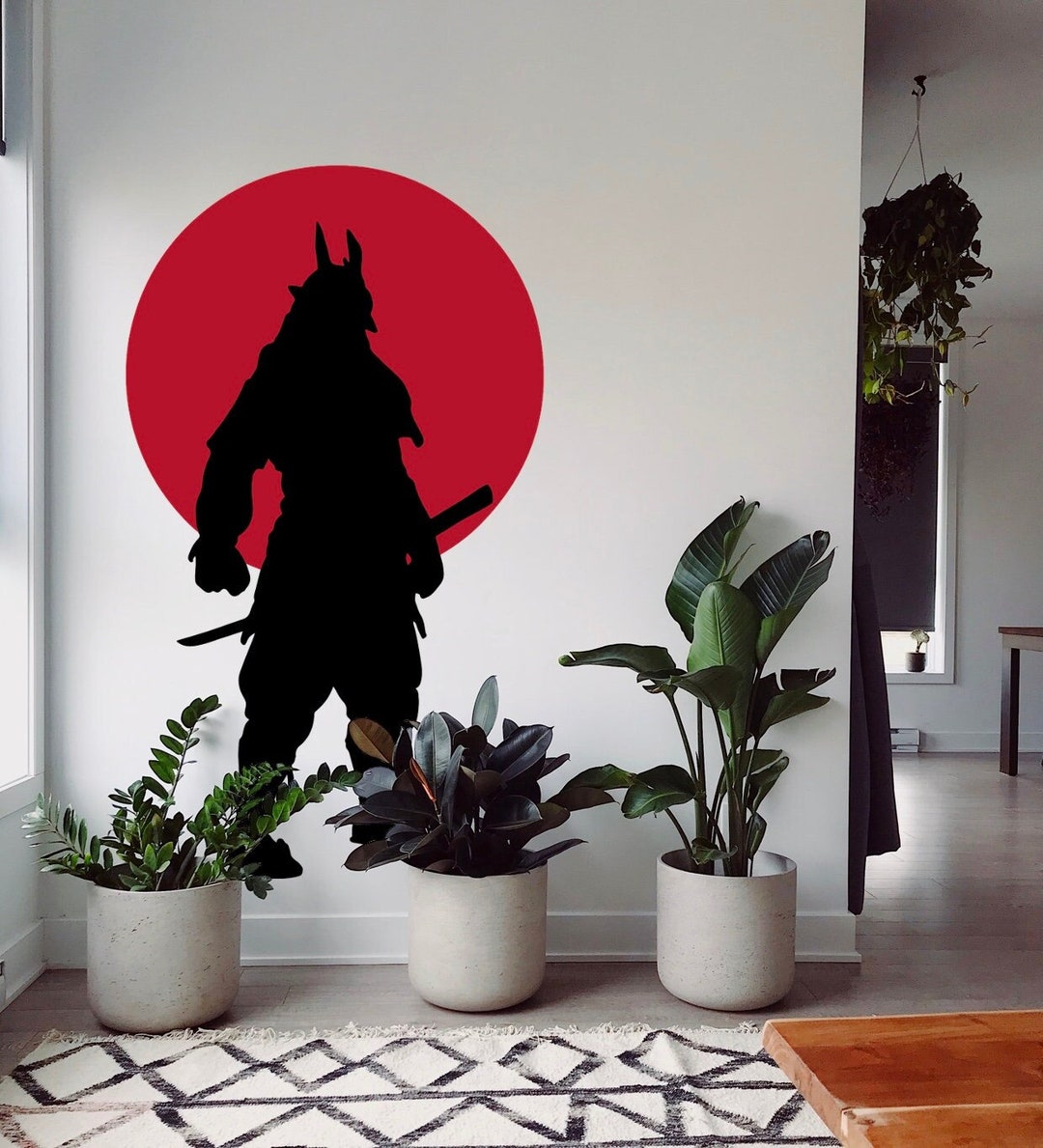 Samurai Wall Decal, Asian Large Vinyl Sticker, Japanese Warrior Mural ...