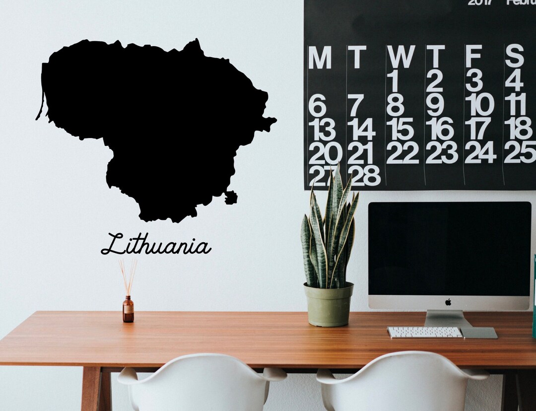 Lithuania Map Wall Decal, Country Large Vinyl Sticker, Modern Mural Art ...