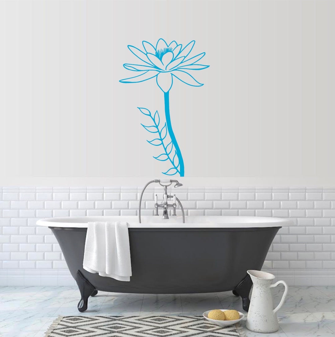 Water Lily Flower Wall Decal, Floral Large Vinyl Sticker, Modern Mural ...