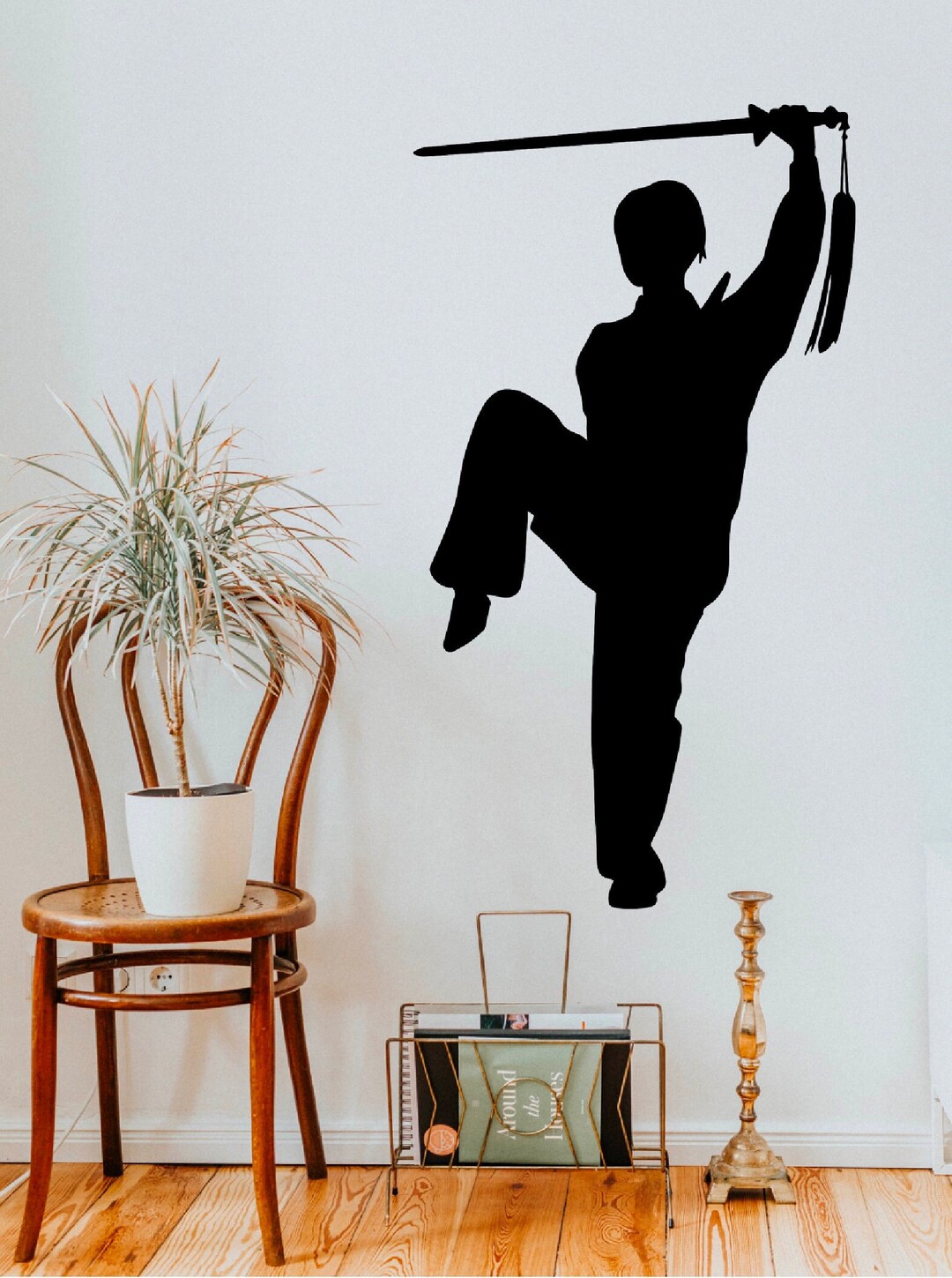 Kung Fu Wall Decal, Martial Art Silhouette Large Vinyl Sticker, Sport ...