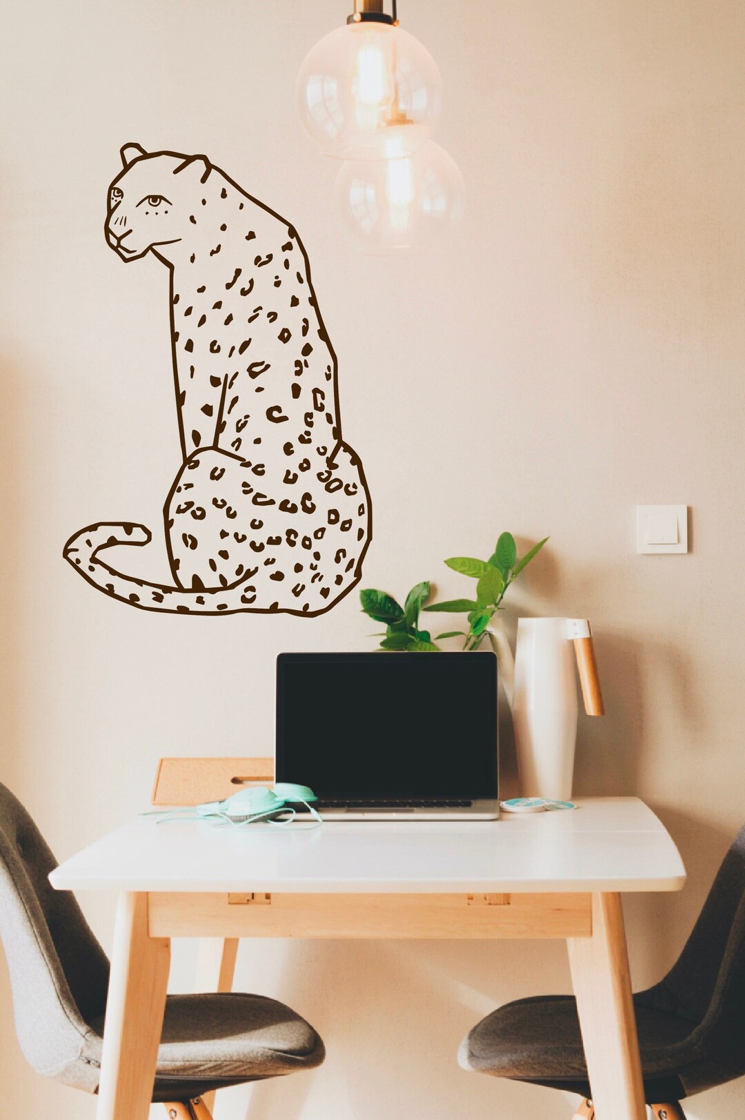 Leopard Wall Decal, Boho Animal Large Vinyl Sticker, Mural Art ...