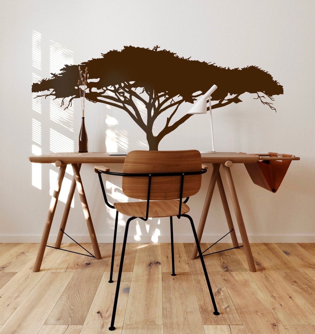 Tree Wall Decal, Nature Large Vinyl Sticker, Modern Mural Art ...