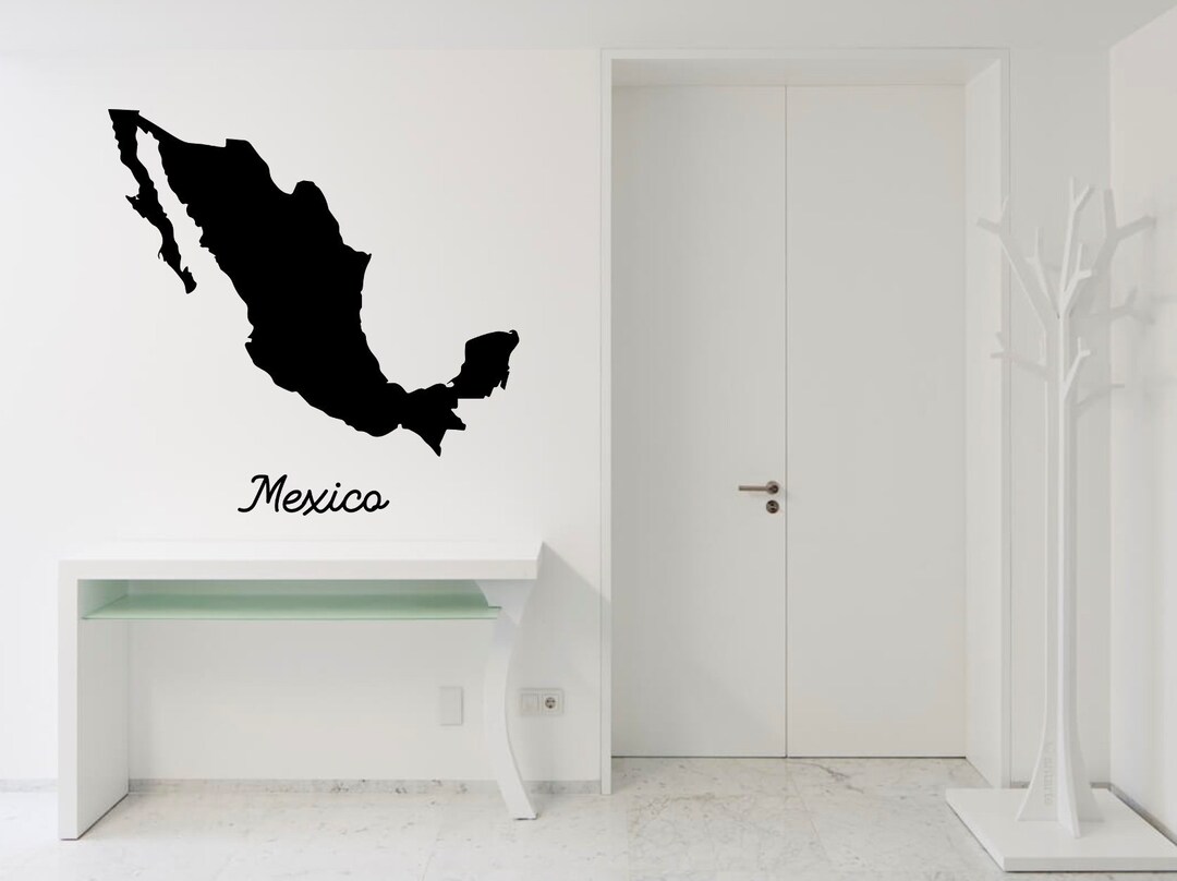 Mexico Map Wall Decal, Country Large Vinyl Sticker, Modern Mural Art ...