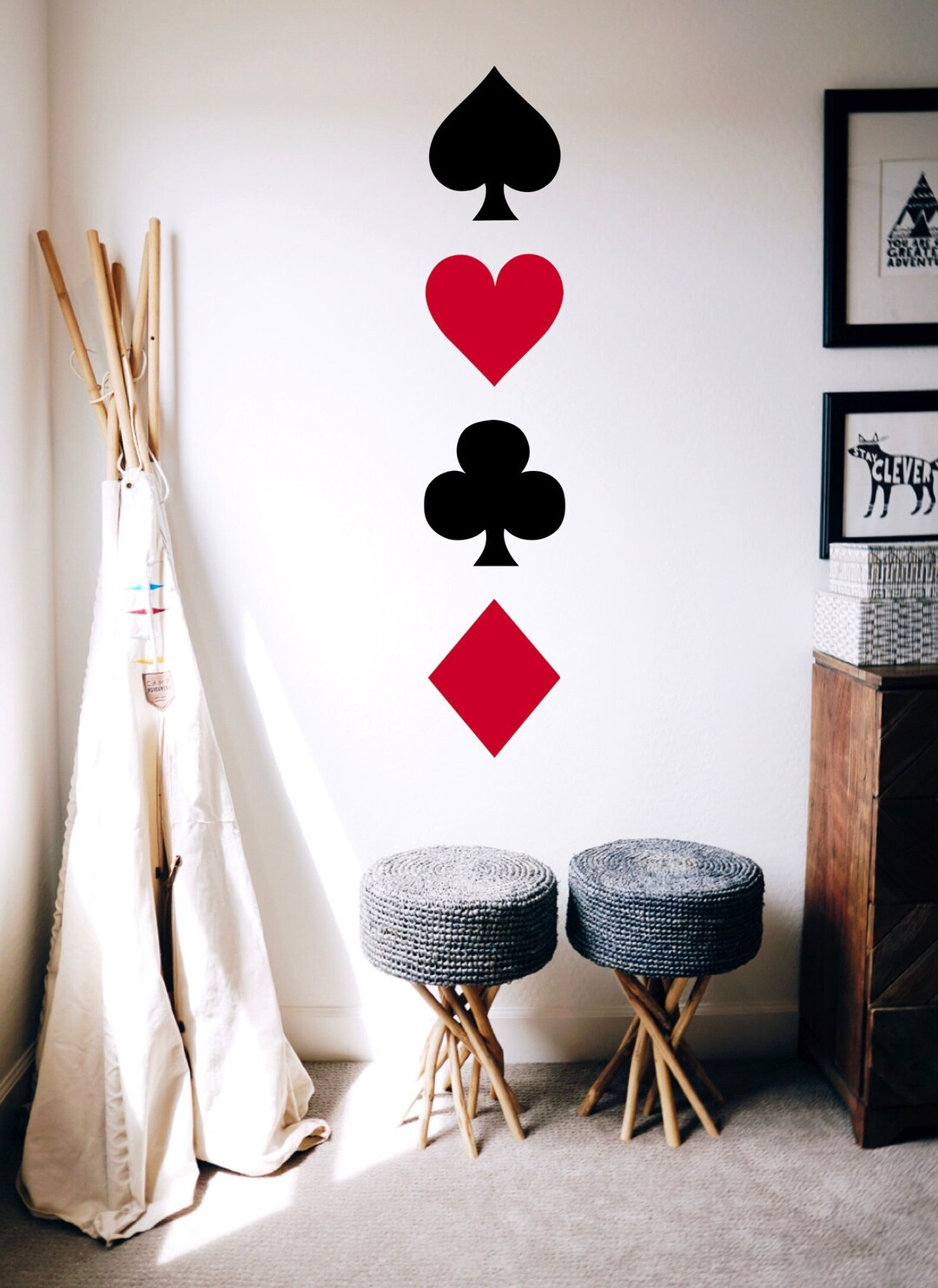 Card Suites Wall Decal, Playing Cards Large Vinyl Sticker, Mural Art ...