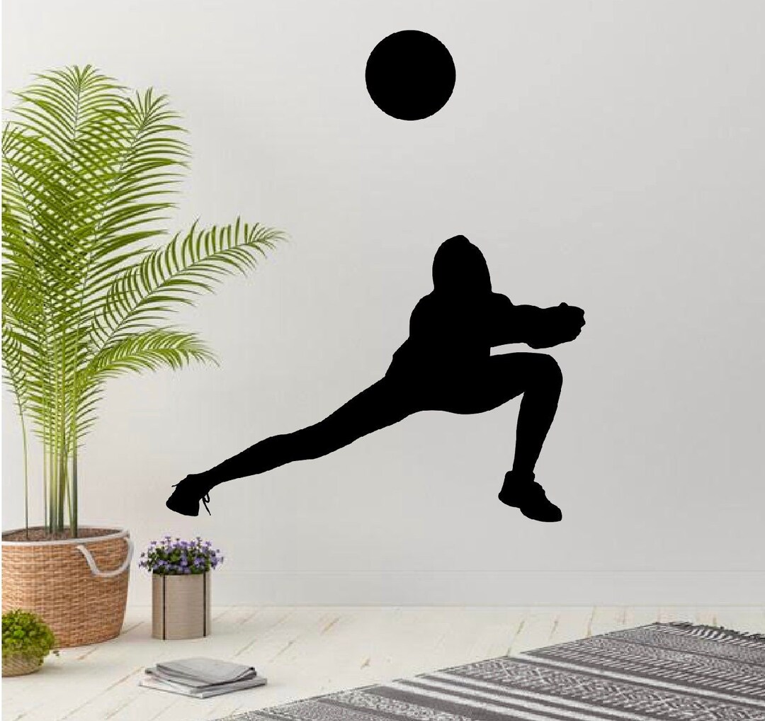 Volleyball Wall Decal, Player Silhouette Large Vinyl Sticker, Sport ...
