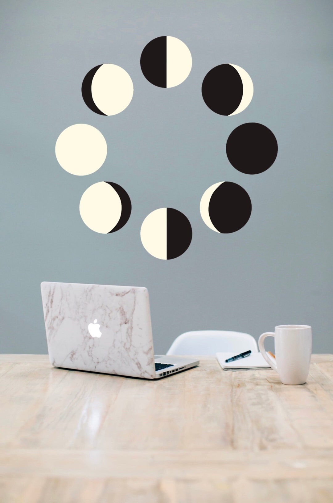 Moon Phases Wall Decal, Large Vinyl Sticker, Celestial Mural Art ...
