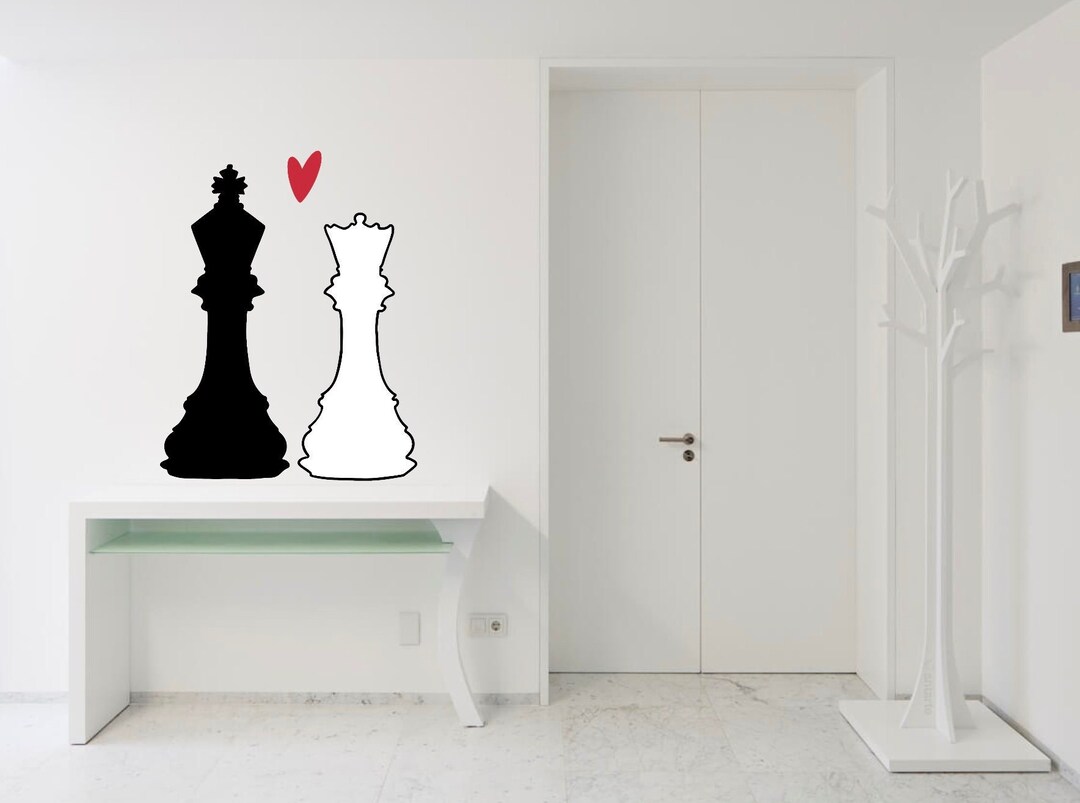 Chess Pieces Wall Decal, King and Queen Large Vinyl Sticker, Game Mural ...