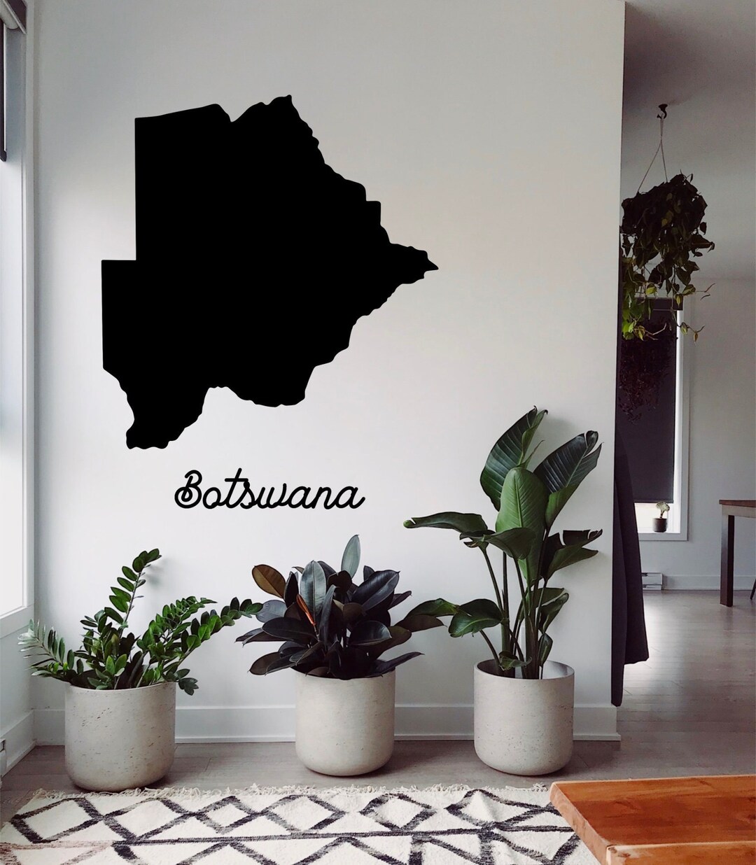Botswana Map Wall Decal, Country Large Vinyl Sticker, Modern Mural Art ...
